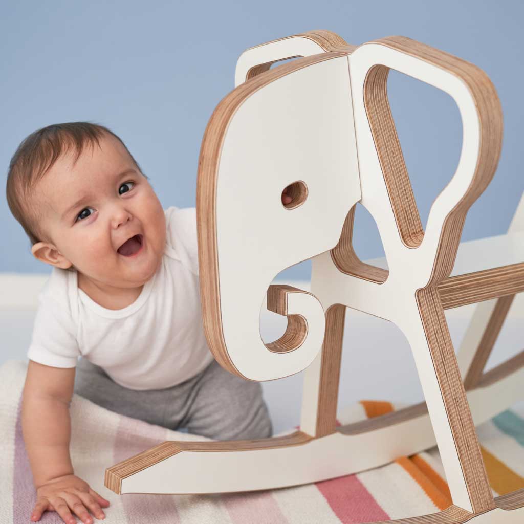 Buy rocking elephant in glacier blue & made of wood online ...